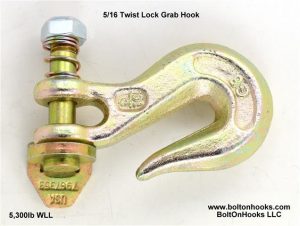5/16" G80 Twist Lock© Grab Hook - BoltOnHooks LLC