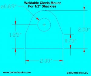 Weldable Clevis Mount / Pad Eye for 1/2″ Shackles - BoltOnHooks LLC